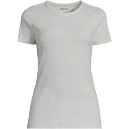 LANDS' END Feinripp-Shirt mit Rundhalsausschnitt und kurzen &Auml;rmeln in Plus-Gr&ouml;&szlig;e f&uuml;r Damen, Damen, size: plus, Grau, Baumwolle/Elasthan, by Lands' End