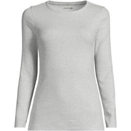 LANDS' END Langarmshirt aus mikrofeinem Baumwollripp f&uuml;r Damen in Plus-Gr&ouml;&szlig;e, Damen, size: plus, Grau, Baumwolle/Elasthan, by Lands' End