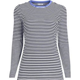 LANDS' END Langarmshirt aus mikrofeinem Baumwollripp f&uuml;r Damen in Petite-Gr&ouml;&szlig;e, Damen, size: petite, Blau, Baumwolle/Elasthan, by Lands' End