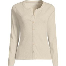 LANDS' END Rippshirt mit durchgehender Knopfreihe f&uuml;r Damen in Plus-Gr&ouml;&szlig;e, Damen, size: plus, Elfenbein, Elasthan/Baumwoll-Mischung, by Lands' End