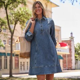 LANDS' END Soft Denim Jeanskleid f&uuml;r Damen in Petite-Gr&ouml;&szlig;e, Damen, size: petite, Blau, Baumwoll-Mischung, by Lands' End