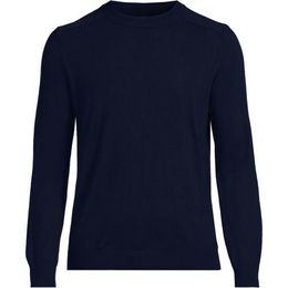 LANDS' END Merino-Rundhalspullover f&uuml;r Herren, Herren, size: regular, Blau, Wolle, by Lands' End