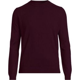 LANDS' END Merino-Rundhalspullover f&uuml;r Herren, Herren, size: regular, Rot, Wolle, by Lands' End
