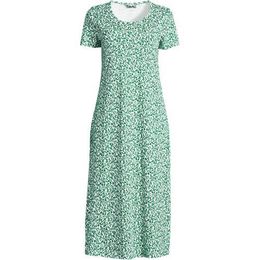 LANDS' END Wadenlanges Kurzarm-Nachthemd aus reiner Baumwolle f&uuml;r Damen in Plus-Gr&ouml;&szlig;e, Damen, size: plus, Blau, Baumwolle, by Lands' End