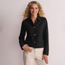 LANDS' END Boucl&eacute;-Jacke im Couture-Stil f&uuml;r Damen, Damen, size: regular, Schwarz, Baumwoll-Mischung/Polyester-Mischung, by Lands' End