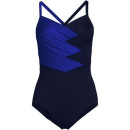 LANDS' END Shape-Badeanzug SLENDER mit Webdetail f&uuml;r Damen, Damen, size: regular, Blau, Elasthan/Nylon-Mischung, by Lands' End