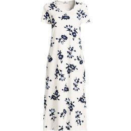LANDS' END Wadenlanges Kurzarm-Nachthemd aus reiner Baumwolle f&uuml;r Damen in Plus-Gr&ouml;&szlig;e, Damen, size: plus, Elfenbein, Baumwolle, by Lands' End