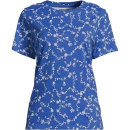LANDS' END Supima Kurzarm-Shirt mit rundem Ausschnitt f&uuml;r Damen in Petite-Gr&ouml;&szlig;e, Damen, size: petite, Blau, Baumwolle, by Lands' End