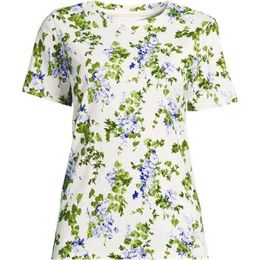 LANDS' END Supima Kurzarm-Shirt mit rundem Ausschnitt f&uuml;r Damen, Damen, size: regular, Elfenbein, Baumwolle, by Lands' End