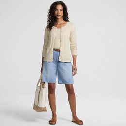 LANDS' END Rippshirt mit durchgehender Knopfreihe f&uuml;r Damen in Petite-Gr&ouml;&szlig;e, Damen, size: petite, Elfenbein, Elasthan/Baumwoll-Mischung, by Lands' End