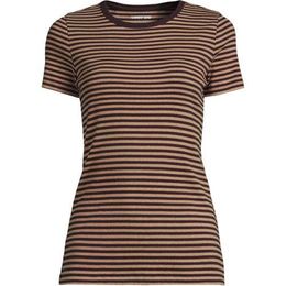 LANDS' END Feinripp-Shirt mit Rundhalsausschnitt und kurzen &Auml;rmeln in Plus-Gr&ouml;&szlig;e f&uuml;r Damen, Damen, size: plus, Braun, Baumwolle/Elasthan, by Lands' End