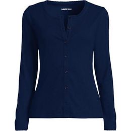 LANDS' END Rippshirt mit durchgehender Knopfreihe f&uuml;r Damen in Plus-Gr&ouml;&szlig;e, Damen, size: plus, Blau, Elasthan/Baumwoll-Mischung, by Lands' End