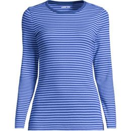 LANDS' END Langarmshirt aus mikrofeinem Baumwollripp f&uuml;r Damen in Plus-Gr&ouml;&szlig;e, Damen, size: plus, Blau, Baumwolle/Elasthan, by Lands' End
