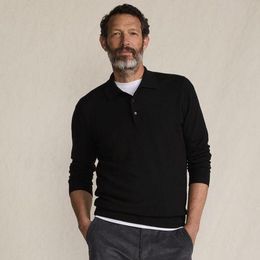 LANDS' END Merino-Polopullover f&uuml;r Herren, Herren, size: regular, Schwarz, Wolle, by Lands' End
