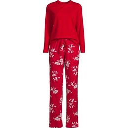 LANDS' END Gemustertes Pyjama-Set aus Baumwoll-Jersey f&uuml;r Damen in Plus-Gr&ouml;&szlig;e, Damen, size: plus, Rot, Elasthan/Baumwoll-Mischung, by Lands' End