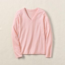 LANDS' END Supima&reg; Langarm-Shirt mit V-Ausschnitt f&uuml;r Damen in Plus-Gr&ouml;&szlig;e, Damen, size: plus, Pink, Baumwolle, by Lands' End