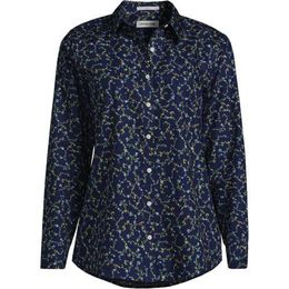 LANDS' END B&uuml;gelfreie Baumwoll-Bluse in Petite-Gr&ouml;&szlig;e, Damen, size: petite, Blau, Baumwolle, by Lands' End