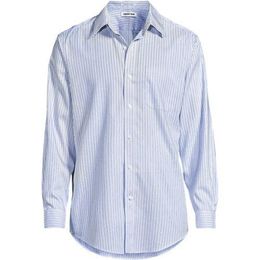 LANDS' END CLASSIC FIT. Klassik-Kragen. B&uuml;gelleichtes Pinpointhemd, Herren, size: regular, Blau, Baumwolle, by Lands' End