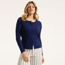 LANDS' END Rippshirt mit durchgehender Knopfreihe f&uuml;r Damen, Damen, size: regular, Blau, Elasthan/Baumwoll-Mischung, by Lands' End