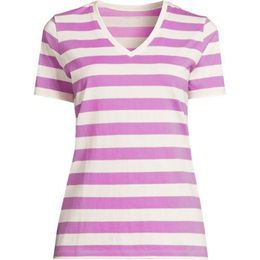 LANDS' END Supima Kurzarm-Shirt mit V-Ausschnitt f&uuml;r Damen in Petite-Gr&ouml;&szlig;e, Damen, size: petite, Elfenbein, Baumwolle, by Lands' End