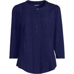 LANDS' END Shirt aus Baumwolle/Modalmix mit 3/4-&Auml;rmeln in Plus-Gr&ouml;&szlig;e, Damen, size: plus, Blau, Baumwolle Modal, by Lands' End