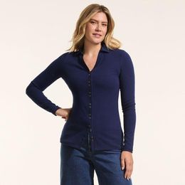 LANDS' END Jerseybluse mit Polokragen, Damen, size: regular, Elfenbein, Elasthan/Baumwoll-Mischung/Polyester-Mischung, by Lands' End