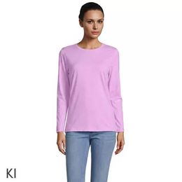 LANDS' END Supima-Shirt, Langarm, Damen, size: regular, Lila, Baumwolle, by Lands' End