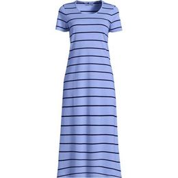 LANDS' END Wadenlanges Kurzarm-Nachthemd aus reiner Baumwolle f&uuml;r Damen in Plus-Gr&ouml;&szlig;e, Damen, size: plus, Blau, Baumwolle, by Lands' End