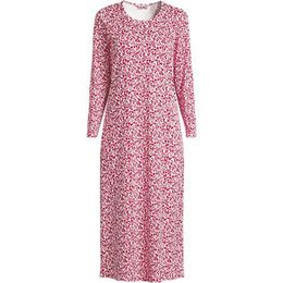 LANDS' END Wadenlanges Langarm-Nachthemd aus reiner Baumwolle f&uuml;r Damen, Damen, size: regular, Rot, Baumwolle, by Lands' End