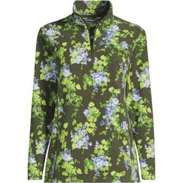 LANDS' END Gemusterter Fleece-Pullover mit Rei&szlig;verschluss f&uuml;r Damen in Plus-Gr&ouml;&szlig;e, Damen, size: plus, Gr&uuml;n, Polyester, by Lands' End