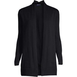 LANDS' END Offener Cardigan f&uuml;r Damen in Plus-Gr&ouml;&szlig;e, Damen, size: plus, Schwarz, Baumwolle, by Lands' End
