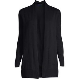 LANDS' END Offener Cardigan f&uuml;r Damen in Petite-Gr&ouml;&szlig;e, Damen, size: petite, Schwarz, Baumwolle, by Lands' End