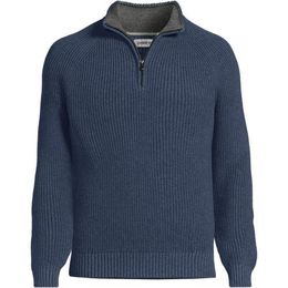 LANDS' END DRIFTER Pullover mit Rei&szlig;verschluss in Tall-Gr&ouml;&szlig;e, Herren, size: tall, Blau, Baumwolle, by Lands' End