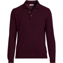 LANDS' END Merino-Polopullover f&uuml;r Herren, Herren, size: regular, Rot, Wolle, by Lands' End