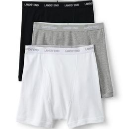 LANDS' END Baumwoll-Boxershorts f&uuml;r Herren (3er-Set), Herren, size: regular, Wei&szlig;, Baumwolle, by Lands' End