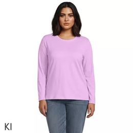 LANDS' END Supima-Shirt, Langarm in Plus-Gr&ouml;&szlig;e, Damen, size: plus, Lila, Baumwolle, by Lands' End