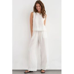 Leinengef&uuml;hl Bluse & Elastischer Taillenbund Hosen Zweiteiliges Set