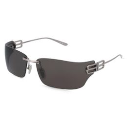 Balenciaga BB0485SA | Unisex-Sonnenbrille | Fassung: Randlos, Eckig, Metall, Ruthenium | Glasfarbe: Grau