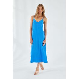 V-Ausschnitt Schlitz-Midi-Kleid