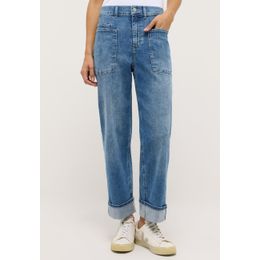 Angels Damen Relax-fit-Jeans "LIBERTA TURN UP"light blau random used, Gr. 36, Denim/Jeans, Obermaterial: 91% Baumwolle, 6% Polyester, 3% Elasthan,