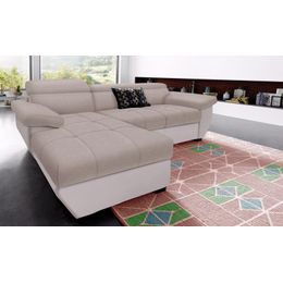 Ecksofa COTTA, B:265cm H:79cm T:102cmschlamm, schlamm, Edles Flachgewebe ( 100% Polyester ) / Feine Struktur ( 100% Polyester );Kunstleder SOFTLUX /