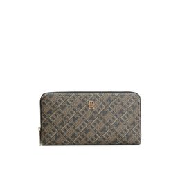 Tommy Hilfiger Damen Geldb&ouml;rse "TH ICON LRG ZA MONO PRINT"schwarz kombiniert, Lederimitat, Kleinlederwaren, Damen Geldbeutel, Portemonnaie mit