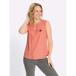 Classic Basics Damen Blusentopkoralle, wei&szlig;, bedruckt, Gr. 52, bedruckt, gemustert, 100% Viskose, Blusen