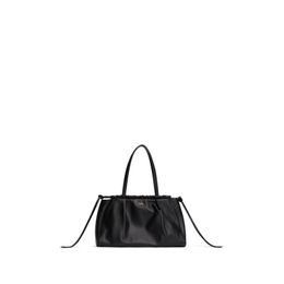 Tommy Hilfiger Damen Hobo "SOFT LEATHER HOBO"schwarz, Leder, Taschen, Damen Handtasche, Tragetasche mit Kordelverschuss
