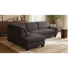 Ecksofa OTTO HOME, B:254cm H:80cm T:186cmbraun, 100% Polyester, Wohnzimmer, Sofas, "Silkeborg 254 x 186 cm, formsch&ouml;nes Sofa mit dunklen F&uuml;&szlig;en", mit
