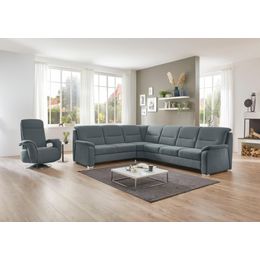 Ecksofa DIE PLANBAR, B:303cm H:92cm T:245cm, grau, 100% Polyester, Wohnzimmer, Sofas, "PP-HS10002", wahlweise mit Kopfteilverstellung, Schlaffunktion