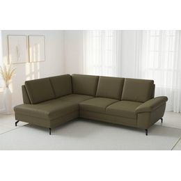 Sit & More Ecksofa SIT & MORE, B:249cm H:89cm T:190cmolive, Wohnzimmer, Sofas, "Chelsea Leder L-Form, B:249 cm, inkl. Armteil- & Sitztiefenverstellung",