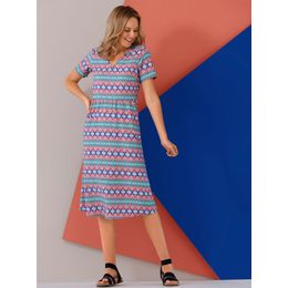 Classic Basics Damen Sommerkleid "Kleid"aqua, grapefruit, bedruckt, Gr. 40, gemustert, mehrfarbig, 100% Polyester, Kleider