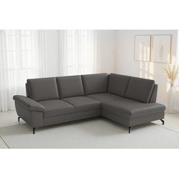 Sit & More Ecksofa SIT & MORE, B:249cm H:89cm T:190cmmocca, Wohnzimmer, Sofas, "Chelsea Leder L-Form, B:249 cm, inkl. Armteil- & Sitztiefenverstellung",