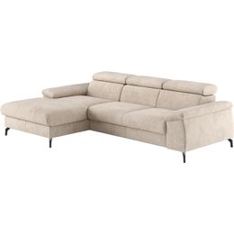 Ecksofa COTTA, B:244cm H:72cm T:166cmplatinum, 100% Polyester, Wohnzimmer, Sofas, "Kitty L-Form, B: 242 cm", mit Kopfteilverstellung, optional